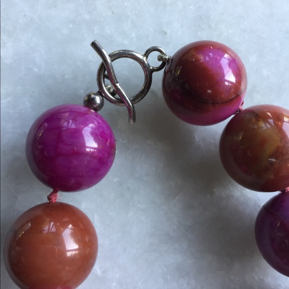 Jewelry | Gemstone Heavy Raspberry Knotted Silver Necklace | Poshmark